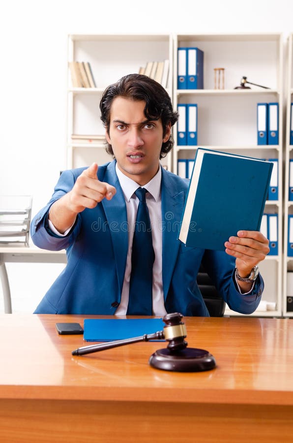 The Young Handsome Judge Sitting in Courtroom Stock Photo - Image of ...