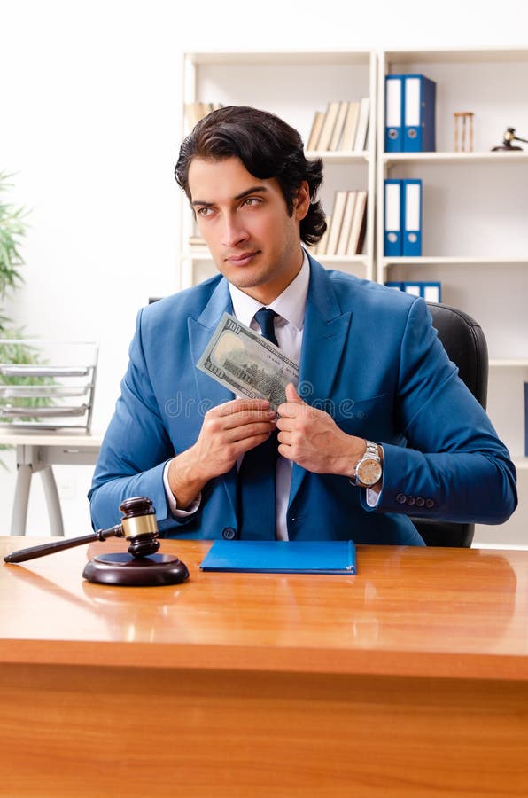 The Young Handsome Judge Sitting in Courtroom Stock Photo - Image of ...