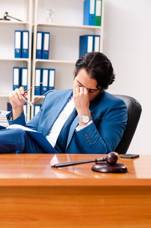 The Young Handsome Judge Sitting in Courtroom Stock Image - Image of ...