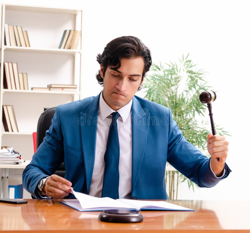 Young Handsome Judge Sitting in Courtroom Stock Photo - Image of judge ...