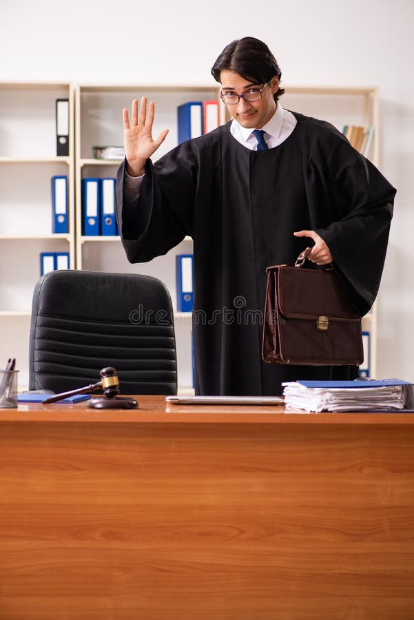 The Young Handsome Judge Working in Court Stock Image - Image of ...