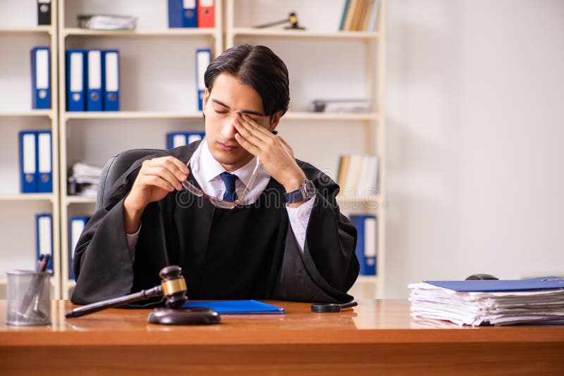 The Young Handsome Judge Working in Court Stock Image - Image of ...