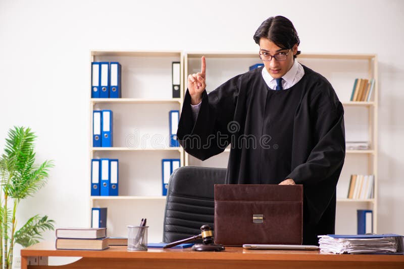 The Young Handsome Judge Working in Court Stock Photo - Image of case ...