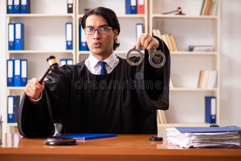 The Young Handsome Judge Working in Court Stock Photo - Image of ...