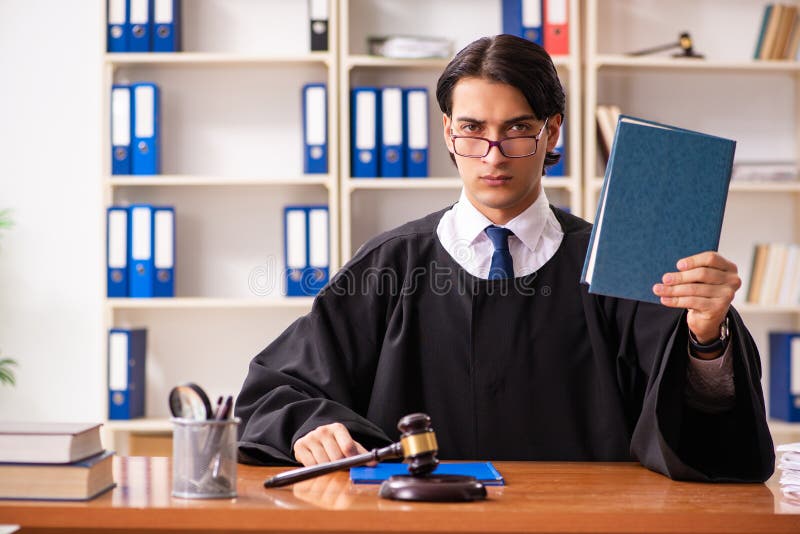 The Young Handsome Judge Working in Court Stock Photo - Image of ...
