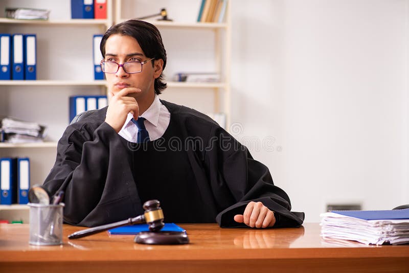 Young Handsome Judge Working in Court Stock Image - Image of advocate ...