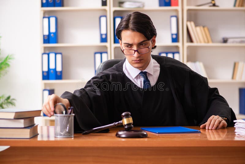 The Young Handsome Judge Working in Court Stock Image - Image of lawyer ...