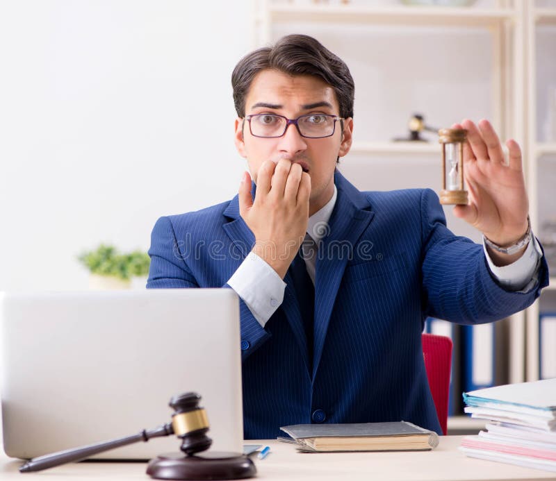 Young Handsome Judge Working in Court Stock Image - Image of hourglass ...