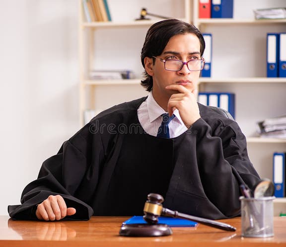 Young Handsome Judge Working in Court Stock Photo - Image of attorney ...