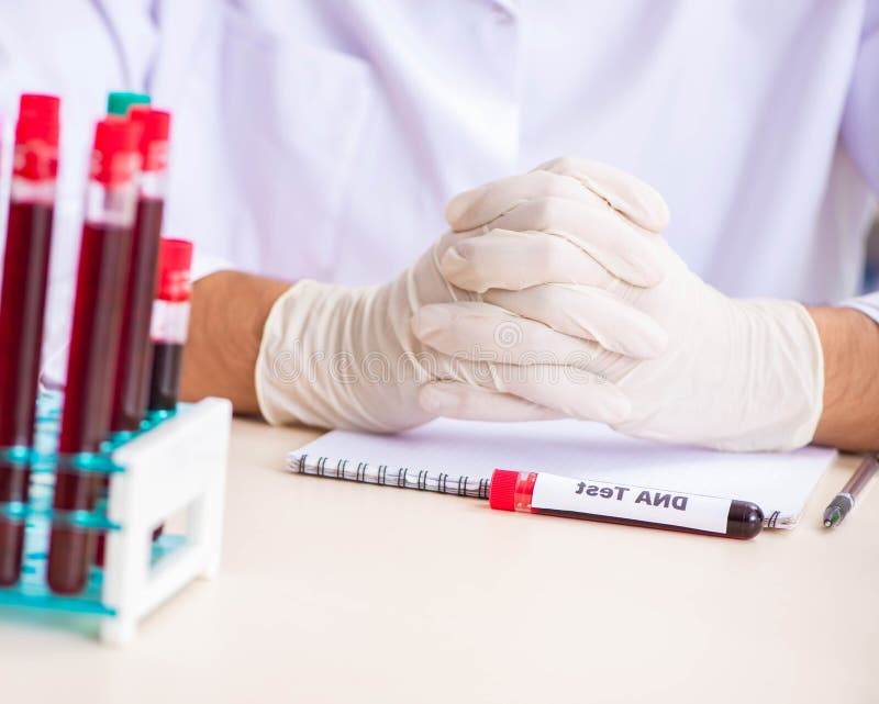 Young Handsome Lab Assistant Testing Blood Samples in Hospital Stock ...