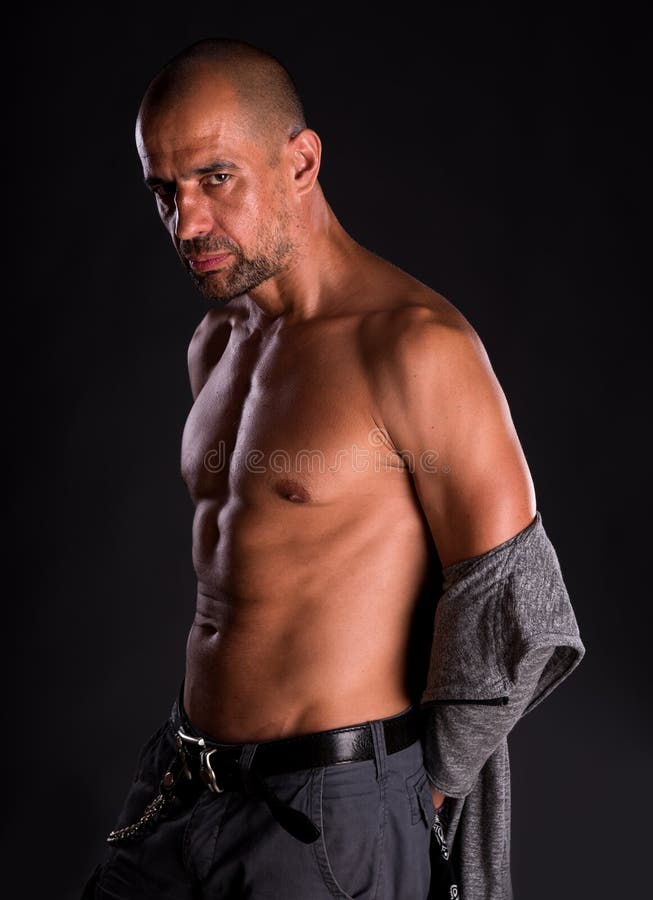 Handsome Macho Man Sitting on Stairs in Front of Modern Office Building ...