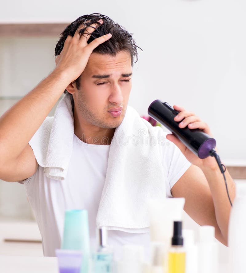Young Handsome Man in the Bathroom in Hygiene Concept Stock Photo ...