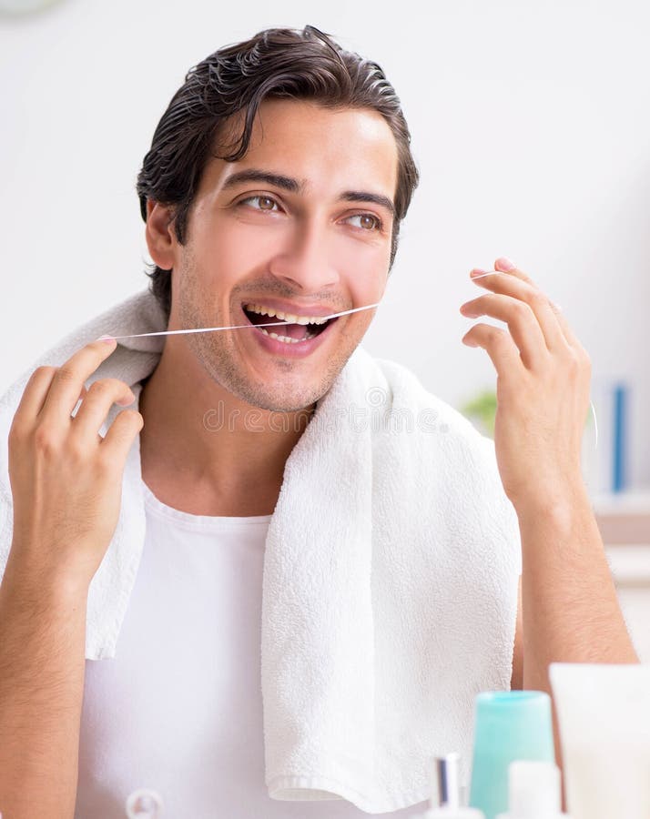 Young Handsome Man in the Bathroom in Hygiene Concept Stock Image ...