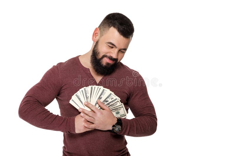 Man with Beard Holding Money Stock Photo - Image of hold, investment ...