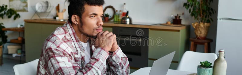 Young Handsome Man Contemplating Ideas while Stock Image - Image of ...