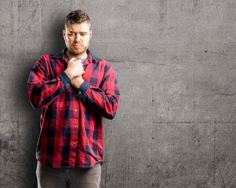 Young Handsome Man Over Wall Background Stock Image - Image of ...