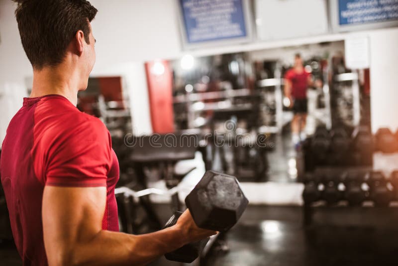 Handsome Man Doing Exercises in Gym Stock Image - Image of club ...
