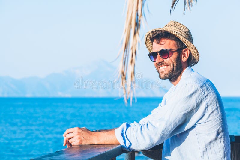 Young Handsome Man Enjoying the View Stock Image - Image of outdoor ...