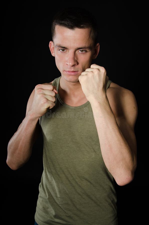 Young Handsome Man. Fighter Stock Image - Image of looking, dark: 115251149