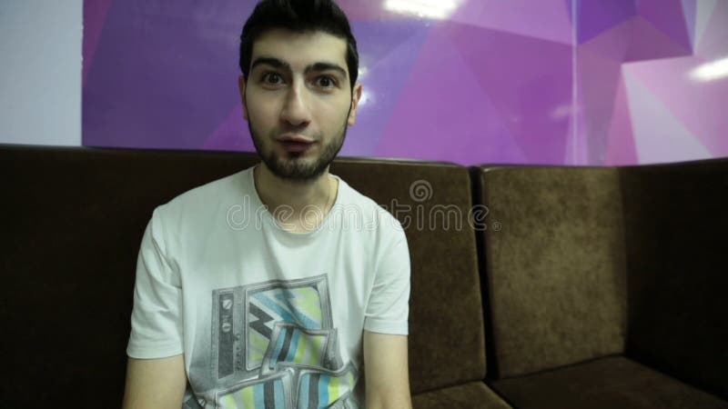 Young Handsome Man Giving an Interview on Camera Stock Video - Video of ...