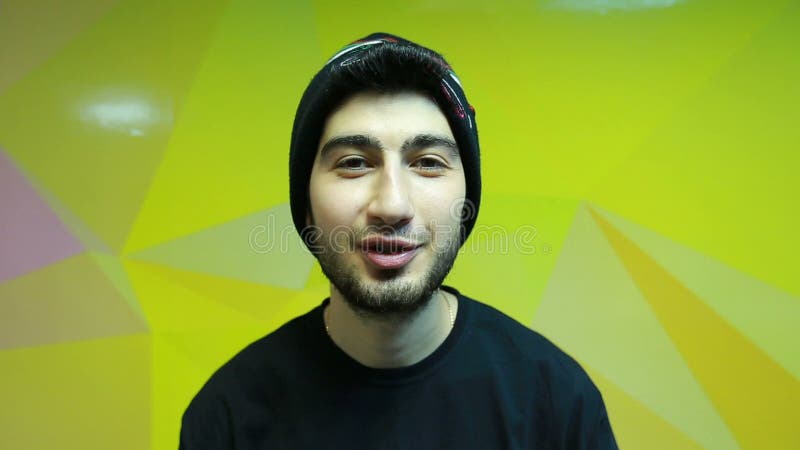 Young Handsome Man Giving an Interview on Camera Stock Video - Video of ...