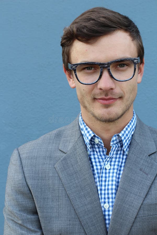 Young Handsome Man Great Smile Wearing Fashion Eyeglasses Against ... Young Handsome Man Great Smile Wearing Fashion Eyeglasses Against ...