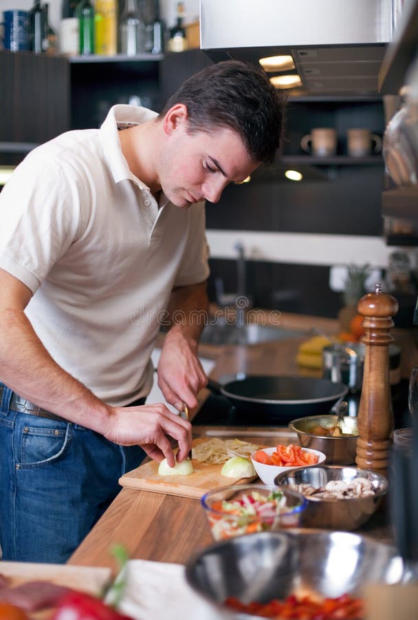 Handsome Man Cooking in the Kitchen Stock Image - Image of cooking ...