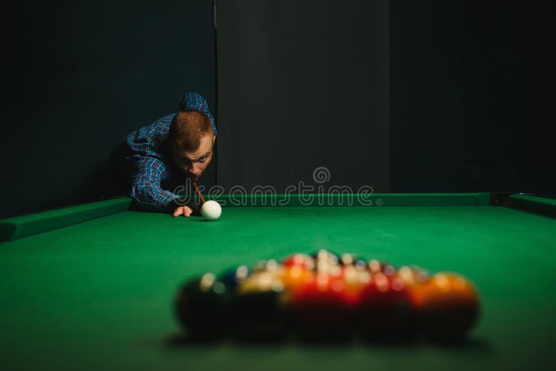 Young Handsome Man Leaning Over the Table while Playing Snooker Stock ...