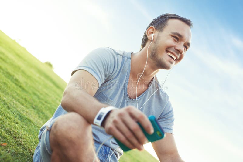 Young and Handsome Man with Mobile Smartphone Stock Photo - Image of ...