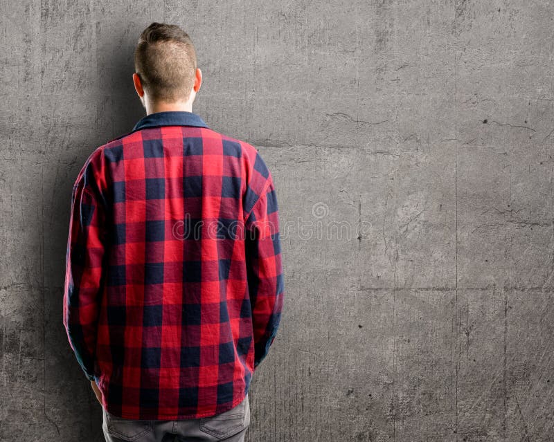 Young Handsome Man Over Wall Background Stock Image - Image of body ...