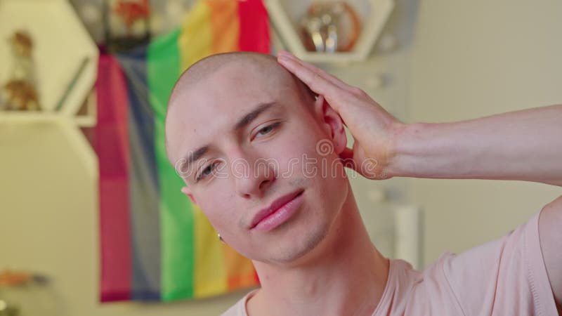 Medium Closeup Shot of a Young Gay Man with the UK Flag Showing Thumb ...