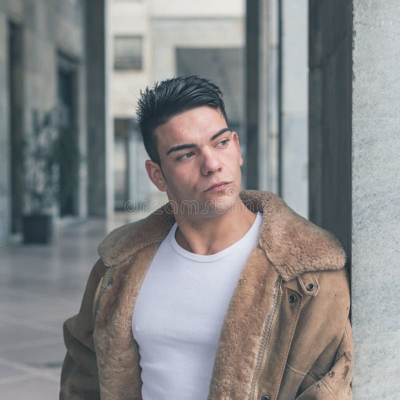 Back View of a Young Man Posing in the City Streets Stock Image - Image ...