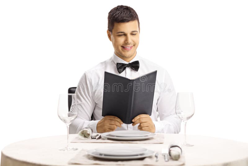 Boy Reading Menu at Restaurant Stock Image - Image of coffee, customer ...