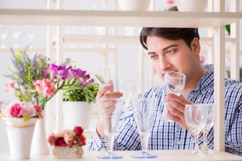The Young Handsome Man Shopping in Shop Stock Image - Image of choose ...