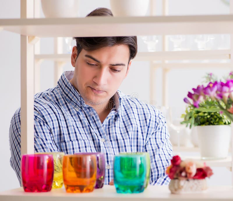 Young Handsome Man Shopping in Shop Stock Image - Image of department ...