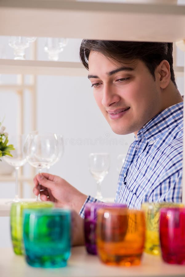 The Young Handsome Man Shopping in Shop Stock Photo - Image of casual ...