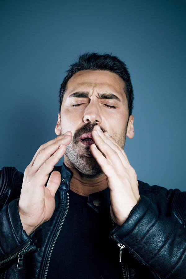 Young Handsome Man Sneezing, Close Up Portrait Stock Image - Image of ...