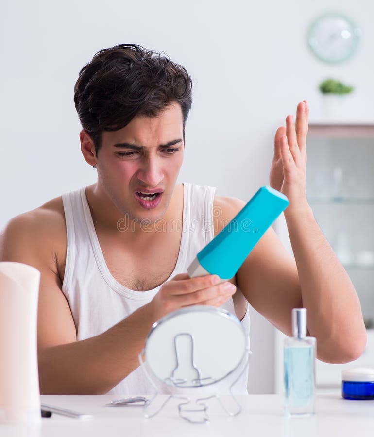 Young Handsome Man Staring in the Mirror Stock Image - Image of health ...