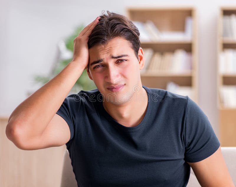 Young Handsome Man Suffering from Pain Stock Photo - Image of emotional ...