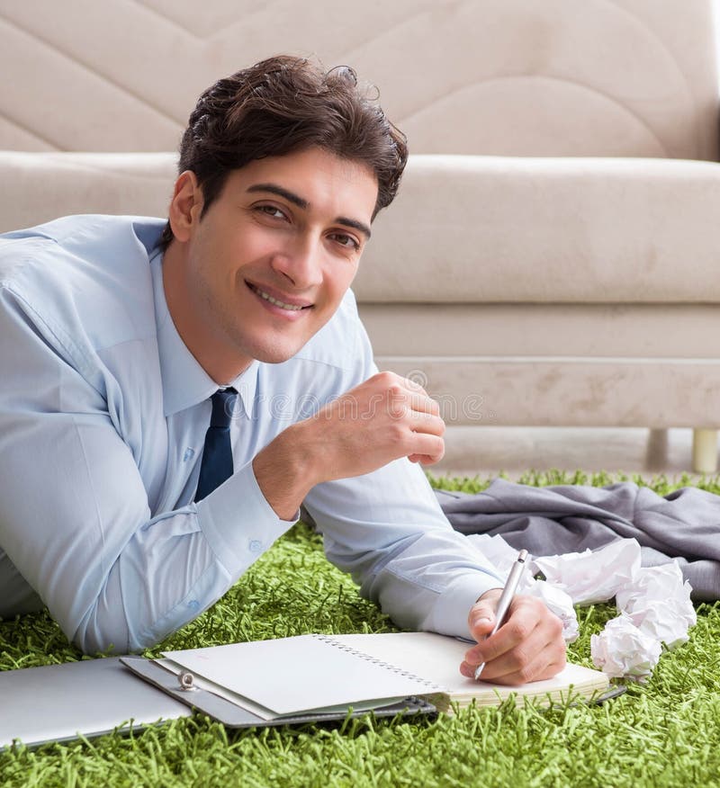 Young Handsome Man Working Under Startup Project at Home Stock Image ...