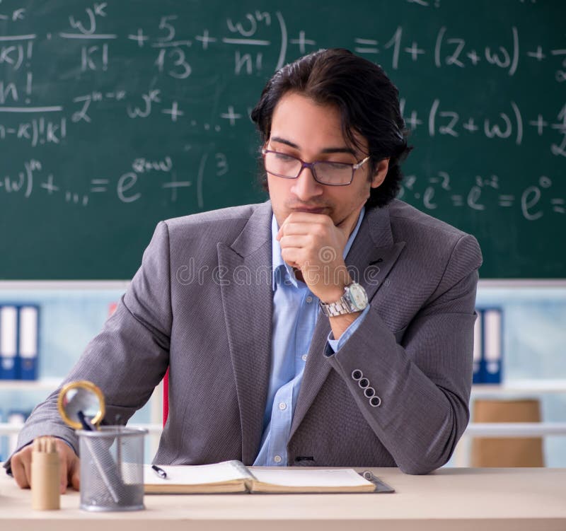 Young Handsome Math Teacher in Classroom Stock Photo - Image of lecture ...