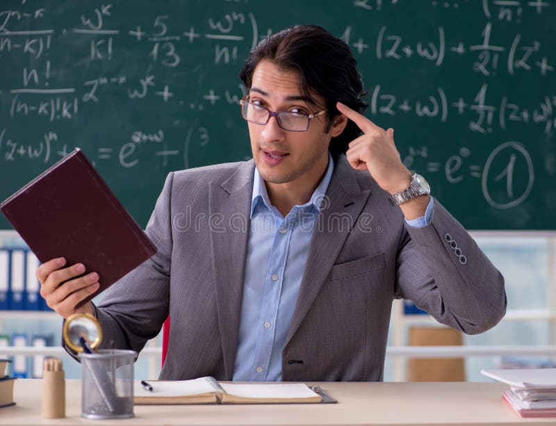 Young Handsome Math Teacher in Classroom Stock Image - Image of algebra ...