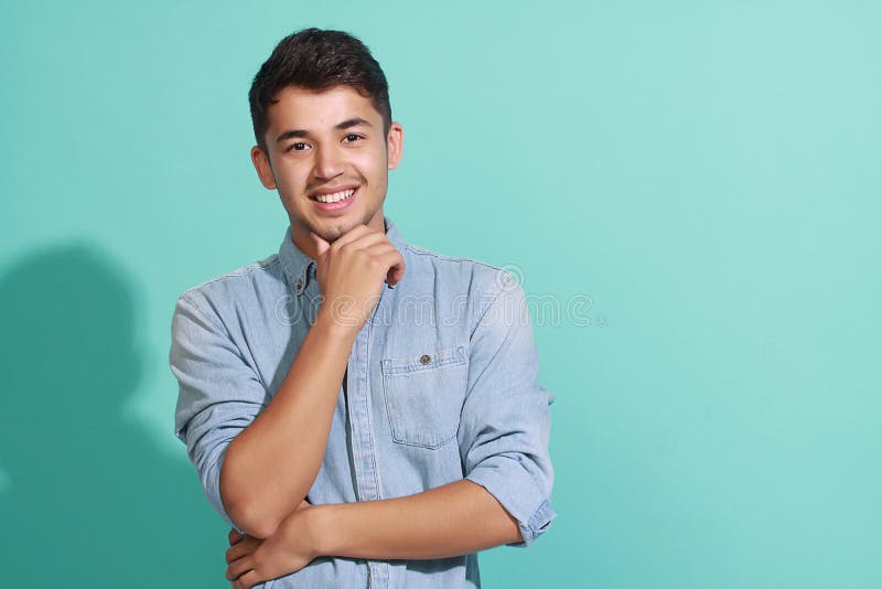 Young Handsome Men on Blue Background Stock Photo - Image of dude, good ...