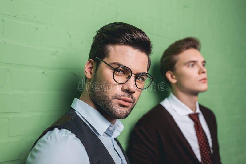 Young Handsome Men in Front of Stock Image - Image of serious ...
