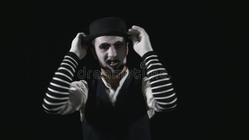 Young Handsome Mime Making Funny Faces Stock Footage - Video of ...