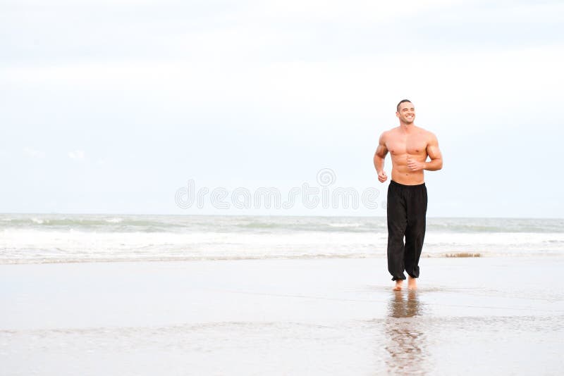 Young Handsome Muscular Man Running Stock Photo - Image of brunette ...