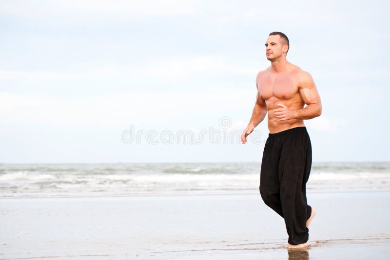 Young Handsome Muscular Man Running Stock Photo - Image of adult ...