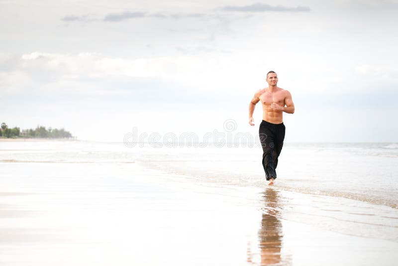 Young Handsome Muscular Man Running Stock Image - Image of handsome ...