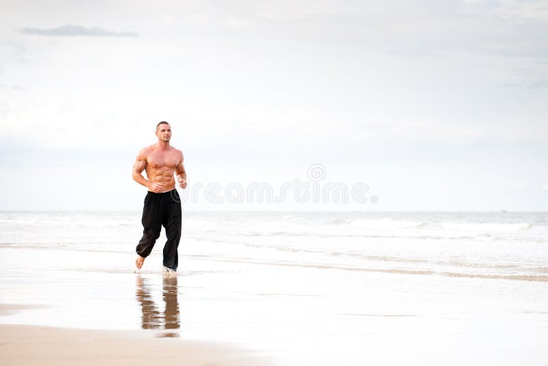 Young Handsome Muscular Man Running Stock Photo - Image of person ...