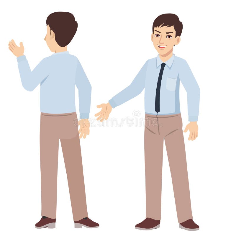 Young Handsome Office Man Standing Pose Front and Back View Stock ...